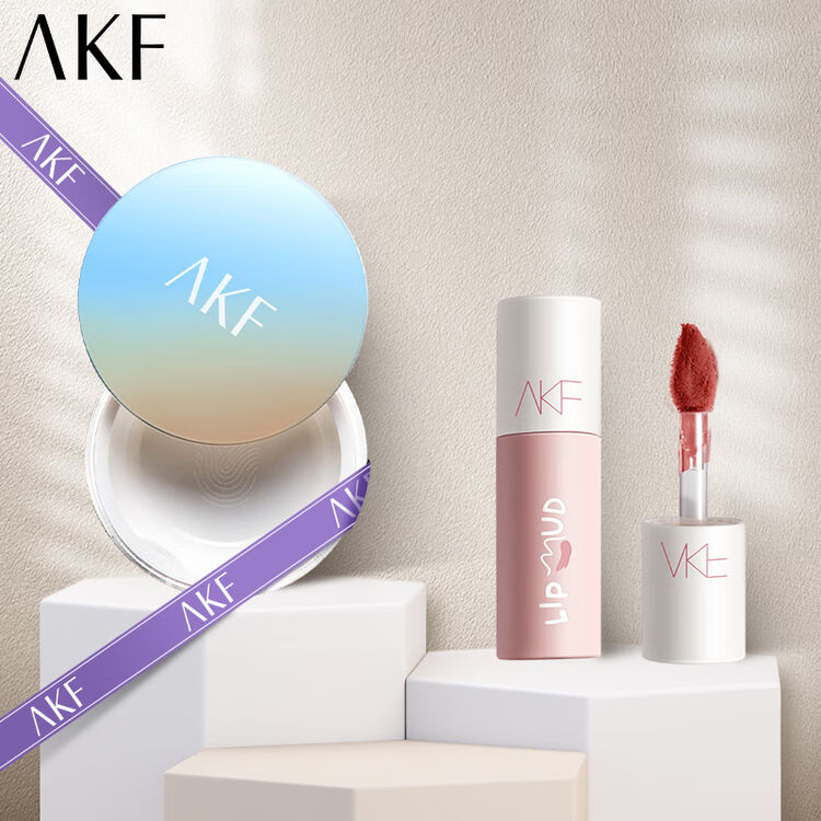 AKF控油散粉10g+唇泥07低饱和灰粉色3g 含附件2件 学生哑光混油皮【图片 价格 品牌 评论】-京东