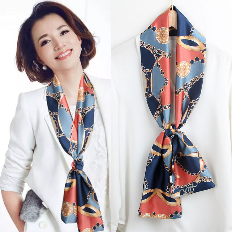 袋鼠（DaiShu）品牌发带春秋款搭配衬衫新款丝巾女小长条韩版百搭装饰领巾长方巾围巾 奇思妙想-蓝红【图片 价格 品牌 评论】-京东