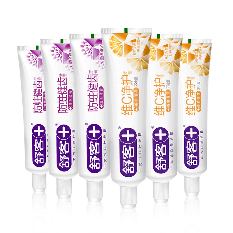 舒客 舒克超值牙膏套装（防蛀140gx3+维C120gx3）防蛀固齿 维c亮白 新老包装随机发货【图片 价格 品牌 评论】-京东