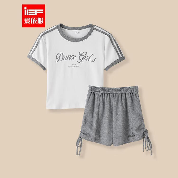 IEF/爱依服套装2023夏季新款韩版休闲时尚运动风百搭上下两件套裤 白 S【图片 价格 品牌 评论】-京东