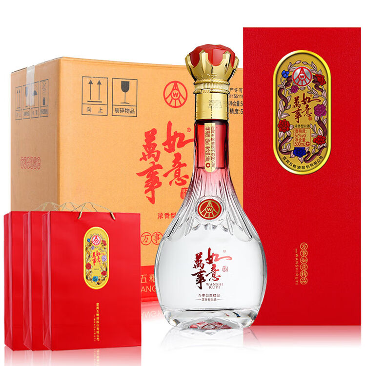 五粮液股份 万事如意 精品 浓香型白酒 52度500ml*6瓶 整箱 送礼宴饮【图片 价格 品牌 评论】-京东