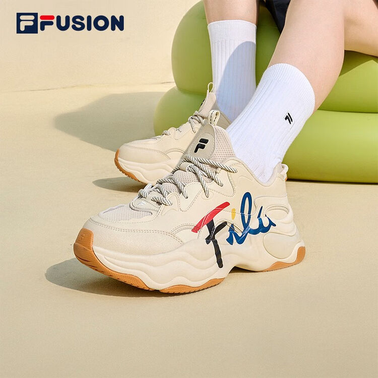 FILA FUSION斐乐潮牌女鞋BUBBLE泡泡鞋时尚百搭跑步鞋休闲鞋 米色-AG 37.5【图片 价格 品牌 评论】-京东
