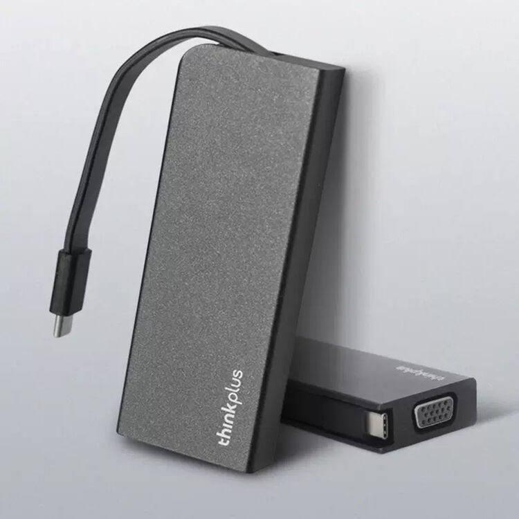 联想（Lenovo） Thinkplus四合一拓展坞typec转VGA+USB*3转接头电脑笔记本 Thinkplus USB-C四合一便携 ...
