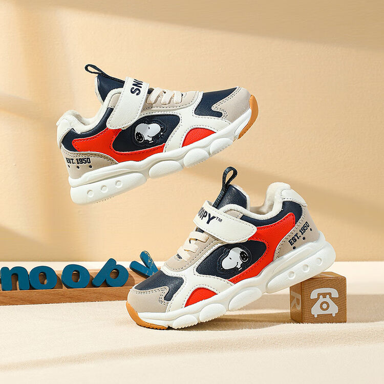 SNOOPY史努比童鞋男童保暖运动鞋加绒二棉鞋冬季短毛绒加厚休闲鞋S214A5002深蓝米22【图片 价格 品牌 评论】-京东