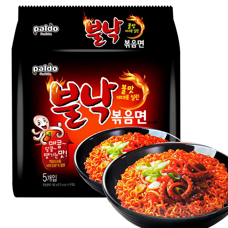 韩国进口 八道（PALDO）方便面拉面 火辣章鱼干拌面 650g(130g*5包入)【图片 价格 品牌 评论】-京东