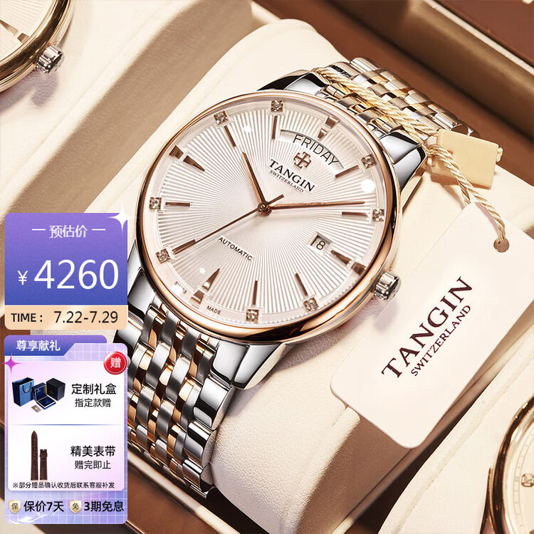 天珺（TANGIN）瑞士手表男 瑞士进口瑞表 全自动机械男表送男友 T7058GHWFBB【图片 价格 品牌 评论】-京东