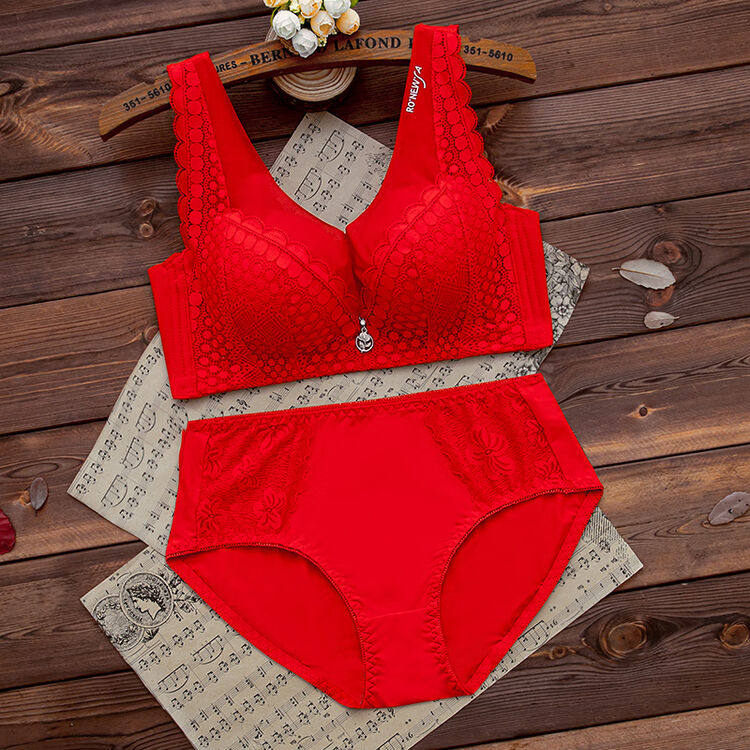 贵夫人内衣内裤套装女本命年红色结婚新娘加厚小胸罩聚拢无钢圈文 2280红色套装(中厚) 75A 34【图片 价格 品牌 评论】-京东