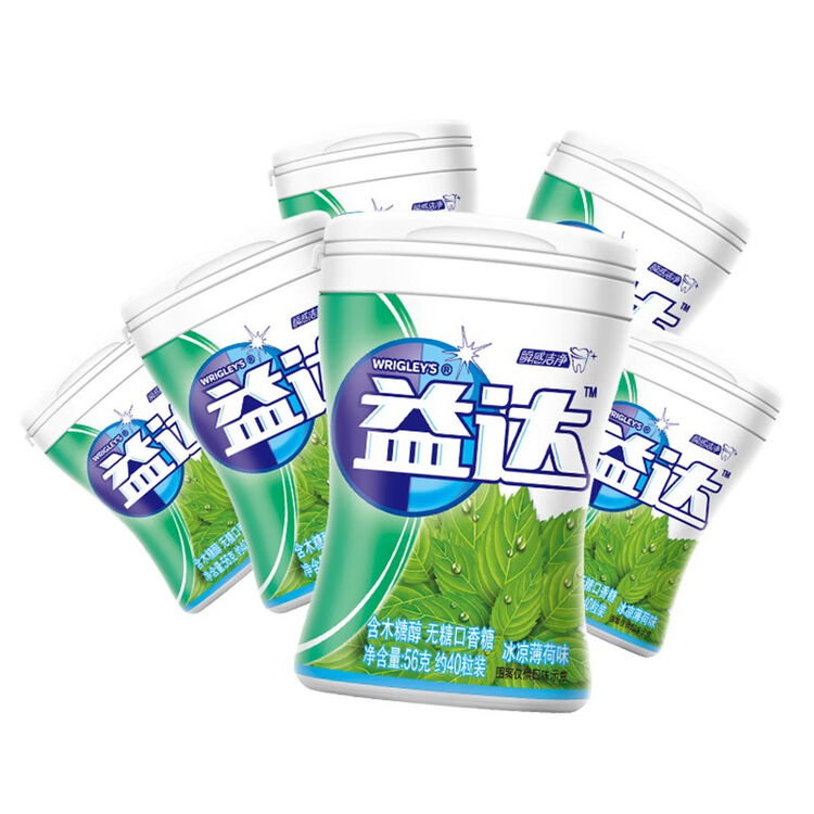 益达（Extra）木糖醇无糖口香糖冰凉薄荷约40粒56g*6瓶装办公室休闲零食（新旧包装随机发）【图片 价格 品牌 评论】-京东