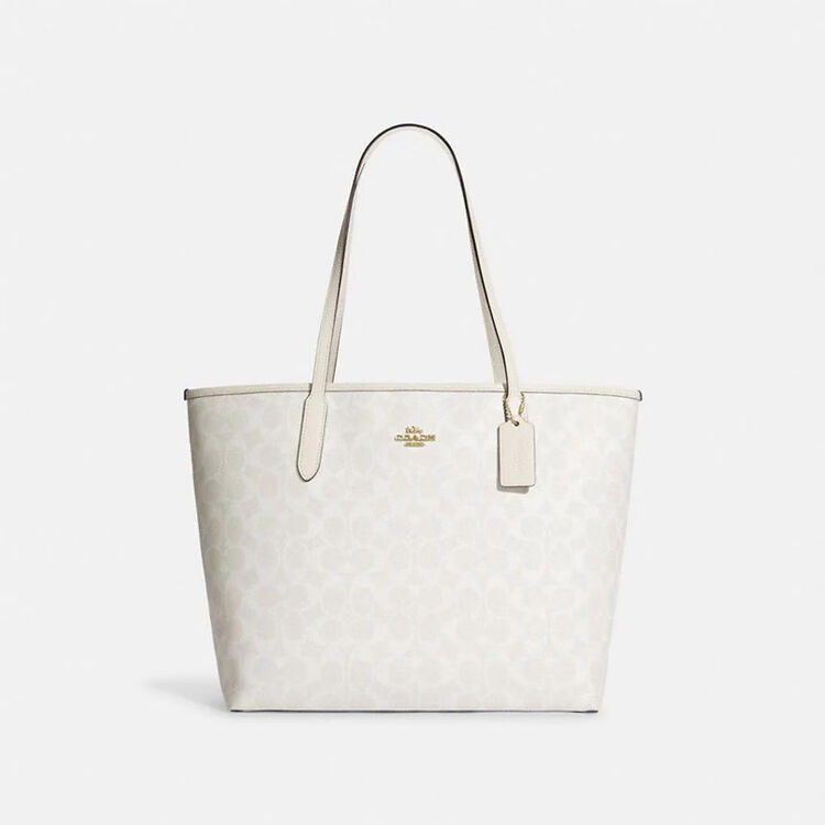 蔻驰（COACH） COACH蔻驰City33老花手提单肩托特包大号奶茶色5696IMCZ9 冰川白色【图片 价格 品牌 评论】-京东