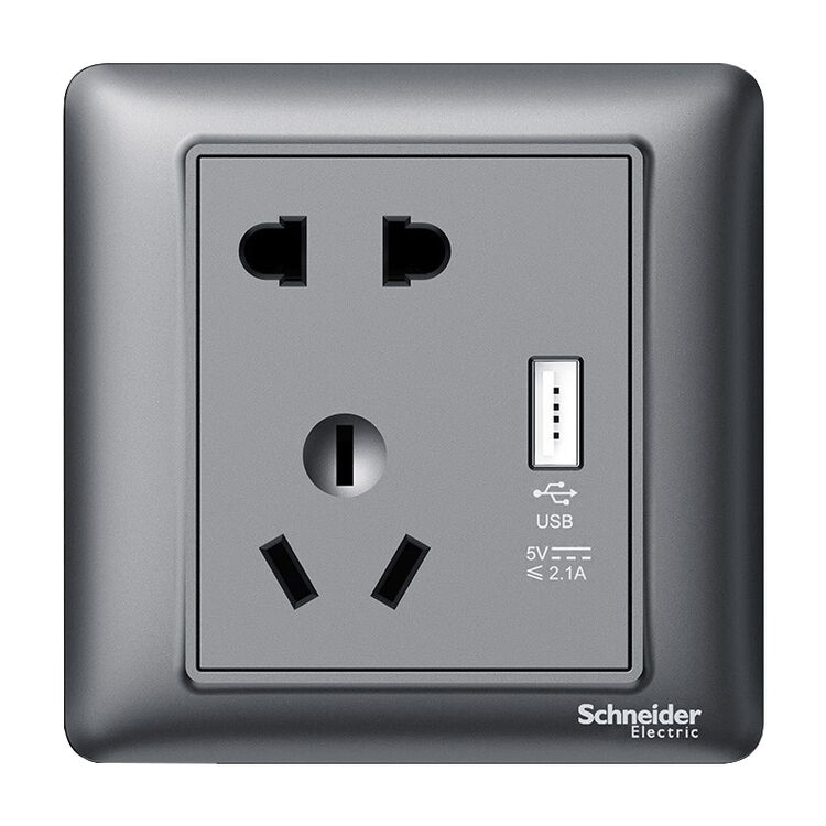 施耐德电气 开关插座 插座面板 10A五孔带USB插座面板2.1A 睿意系列 夜空灰色A3E42610US2U_NG【图片 价格 品牌 评论】-京东