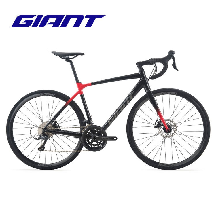 GIANT捷安特SCR-D成人弯把18速铝合金碟刹运动健身公路自行车 亮黑/火焰红 700C×445MM S适合165-175cm【图片 价格 ...