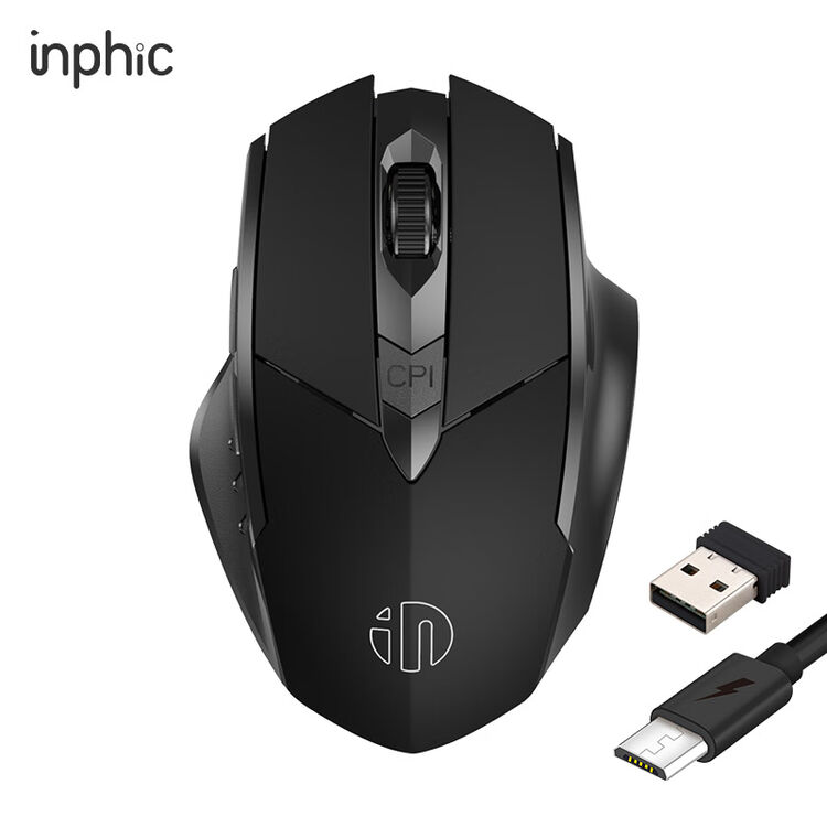 英菲克（INPHIC）PM6 无线鼠标 静音鼠标 无线游戏鼠标 办公鼠标 可充电便携鼠标 电脑台式笔记本2.4G通用 黑【图片 价格 品牌 ...
