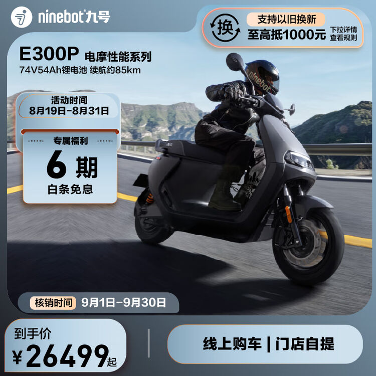 九号（Ninebot）【售罄】电动摩托车E300P高端智能车高性能电动车【门店自提】 到门店选颜色【图片 价格 品牌 评论】-京东