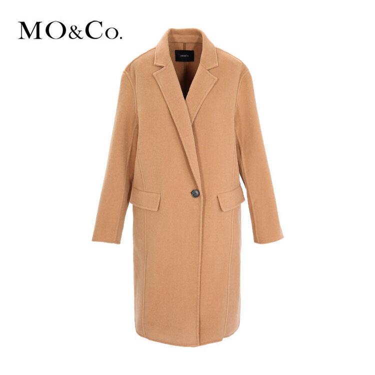 MOCO翻领羊毛呢中长款大衣外套女MA184OVC113 摩安珂 暖驼色 S/160【图片 价格 品牌 评论】-京东