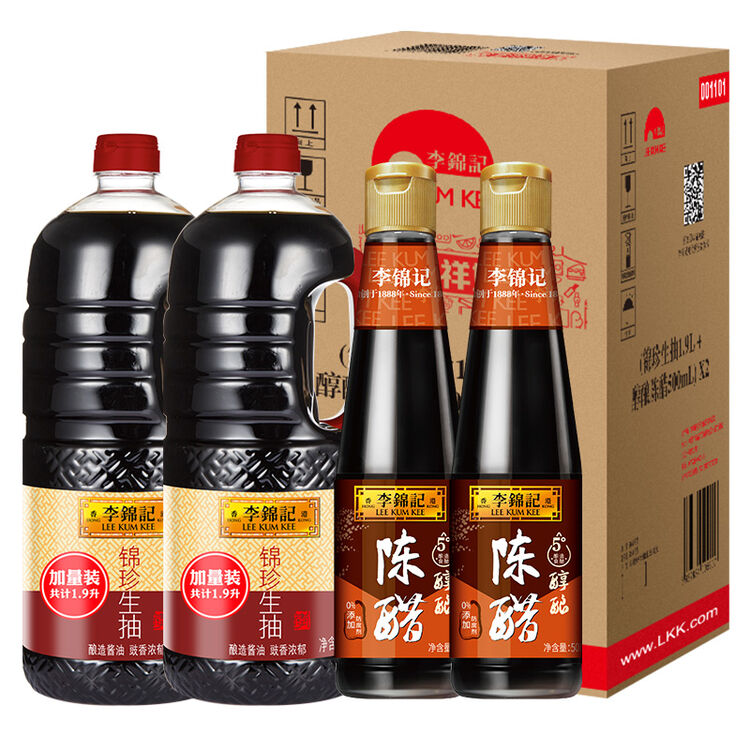 李锦记 酱油醋 锦珍生抽1.9L*2+醇酿陈醋500ml*2 家庭常用调料礼盒装【图片 价格 品牌 评论】-京东