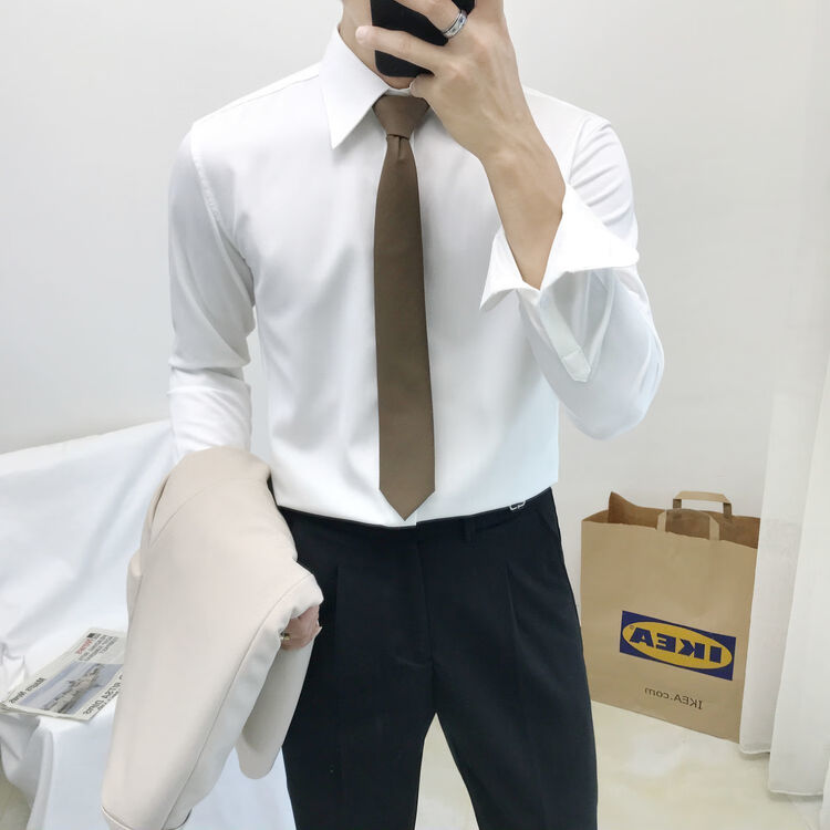 SWTE休闲百搭时尚帅气衬衫男春秋男士尖领衬衣免烫抗皱商务正装暗扣白 白色 M【图片 价格 品牌 评论】-京东