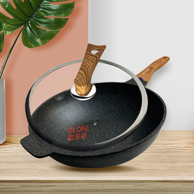 德国欧乐菲（OLOFE）麦饭石色炒锅不粘锅炒菜锅压铸轻质耐磨王系列32cm明火电磁炉通用【图片 价格 品牌 评论】-京东