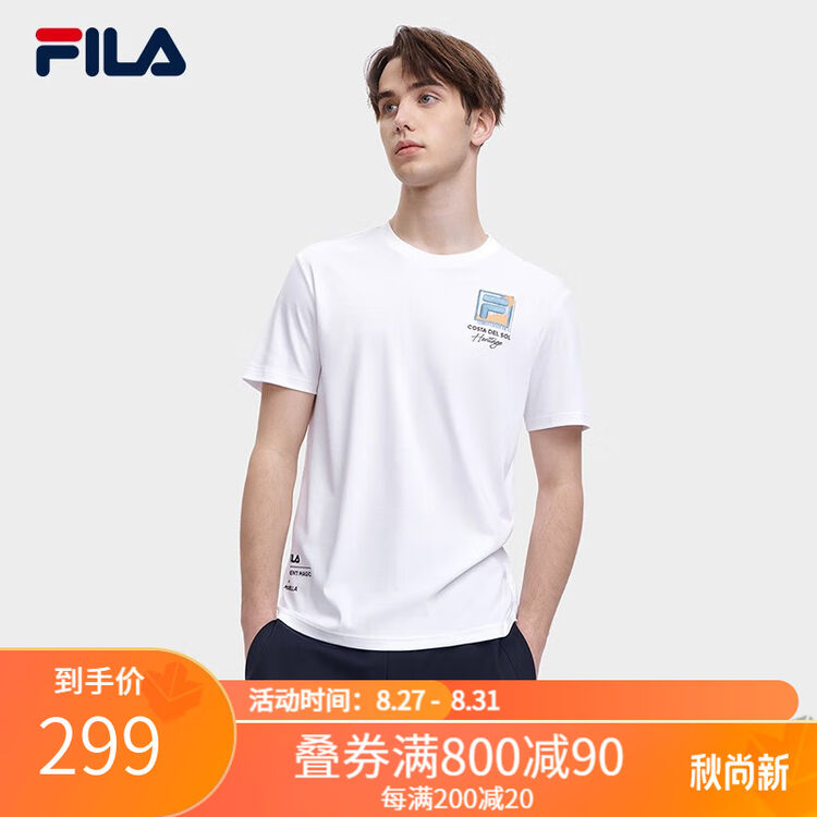 斐乐（FILA）官方男子短袖T恤2023夏季时尚休闲字母圆领刺绣男装针织套头衫 标准白-WT 175/96A/L【图片 价格 品牌 评论】-京东