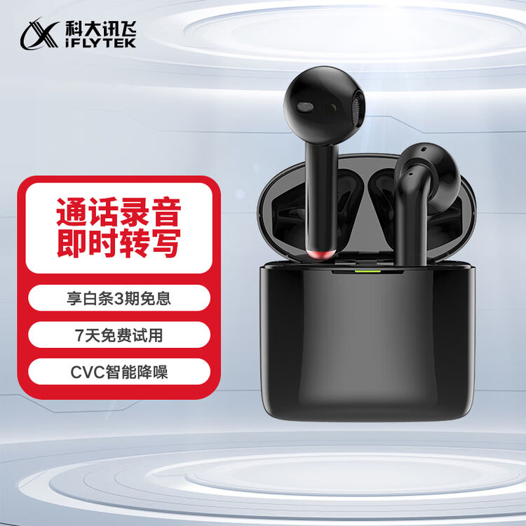 科大讯飞（iFLYTEK）智能录音耳机iFLYBUDS lite 无线蓝牙耳机 通话降噪 通话录音即时转写 20H续航 触控【图片 价格 品牌 ...