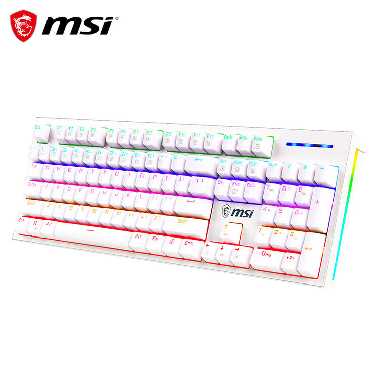 微星（MSI）GK50Z 机械键盘 青轴 RGB光效 有线 游戏电竞办公键盘 104键 吃鸡键盘 白色【图片 价格 品牌 评论】-京东