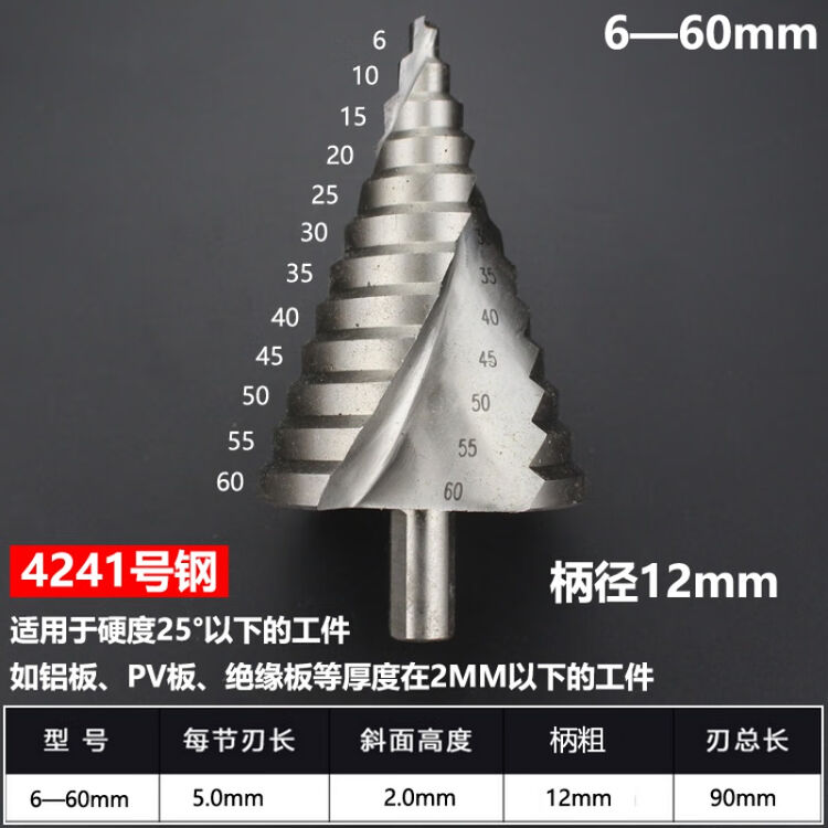 高速钢阶梯塔型宝塔钻锥形钻头多功能扩孔不锈钢开孔器 6-60mm阶梯钻(4241)【图片 价格 品牌 评论】-京东