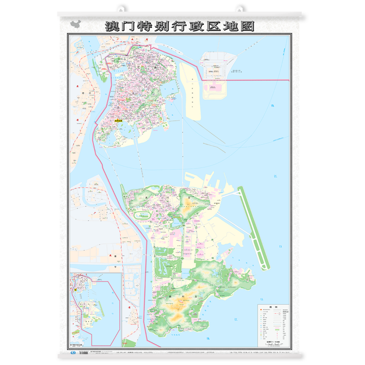 澳门地图挂图2022新版带杆约1.1*0.8米覆膜挂杆贴墙用图家用办公商务会议室用交通行政区划【图片 价格 品牌 评论】-京东