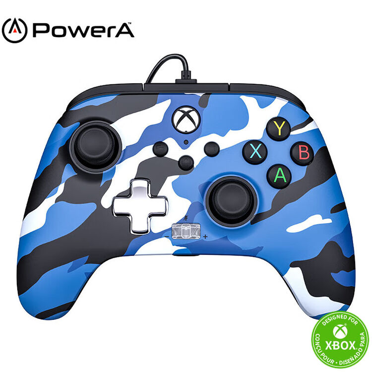 微软官方授权PowerA xbox手柄有线 电脑pc steam双人成行xsx游戏机地平线 迷彩蓝Series X/S有线手柄 带可编程背键【图片 价格 品牌 评论】-京东