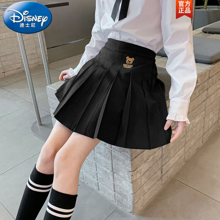 迪士尼(Disney)商场同款女童半身裙春秋2022新款学院风JK儿童百褶裙子洋气9-12小女孩短裙 黑色 120尺码5~6岁【110-120cm】【图片 价格 品牌 评论】-京东