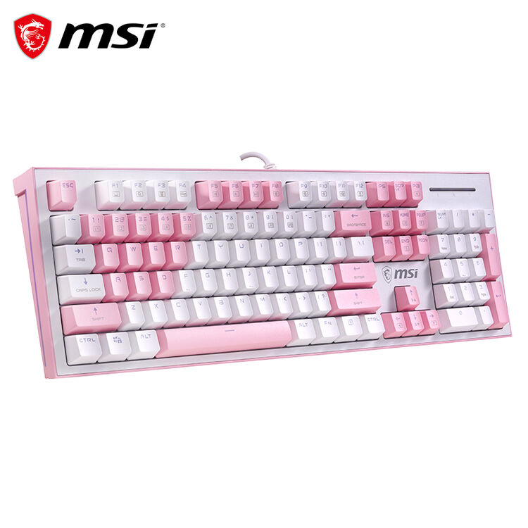 微星（MSI）GK50Z PIXEL 白嘟嘟 机械键盘 红轴 RGB光效 白色背光 有线 游戏电竞办公笔记本适用键盘 104键【图片 价格 品牌 评论】-京东