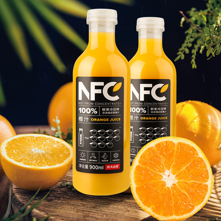 农夫山泉 NFC鲜果冷榨汁橙汁900ml大瓶整箱nfc芒果混合汁鲜果冷压榨果汁 NFC橙汁900ml/瓶 12瓶【图片 价格 品牌 评论】-京东