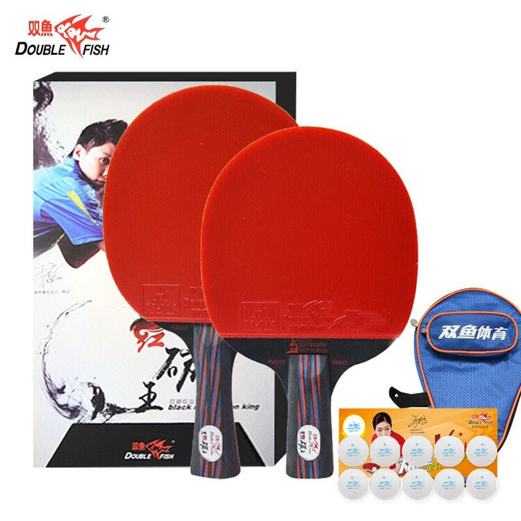 双鱼（DOUBLE FISH）乒乓球拍套拍弧圈快攻型专业比赛训练乒乓拍 黑红碳王 横拍单拍 含拍袋乒乓球【图片 价格 品牌 评论】-京东