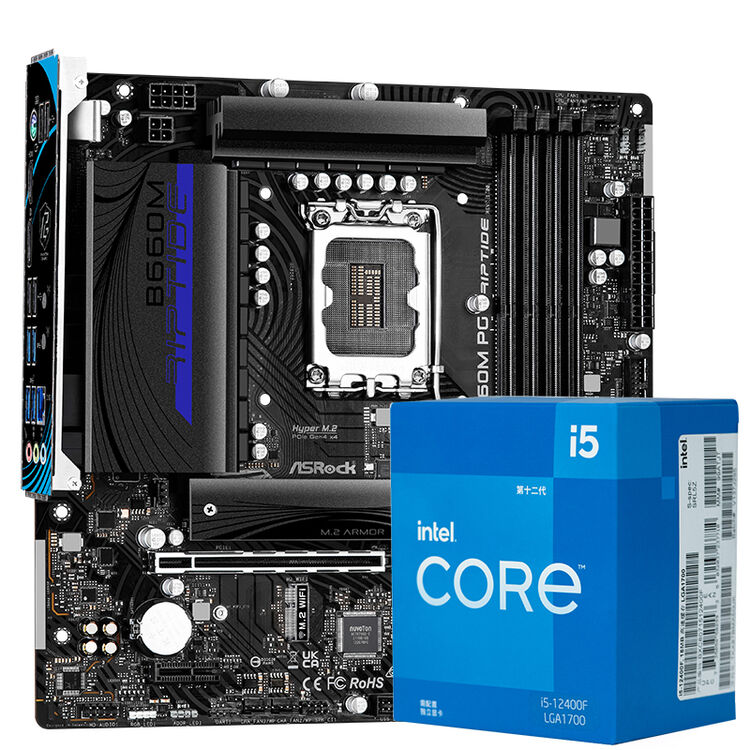 华擎 (ASRock) B660M PG Riptide 电竞主板+Intel 12代 i5-12400F 处理器 台式机 CPU 主板CPU套装【图片 价格 品牌 评论】-京东
