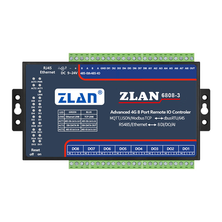 ZLAN 工业级远程IO模块开关量转以太网8路模拟量采集8路数字量开关量输入输出6808-3 ZLAN6808-3（以太网版本）8DI8DO ...