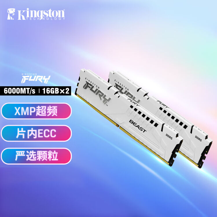 金士顿 (Kingston) FURY 32GB(16G×2)套装 DDR5 6000 台式机内存条 Beast野兽系列 骇客神条 白色款【图片 价格 品牌 评论】-京东