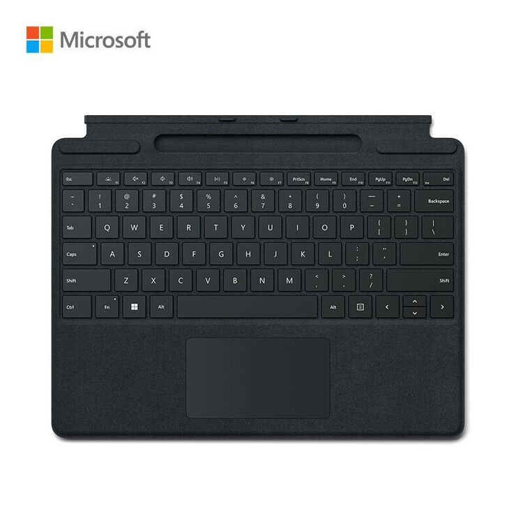 微软（Microsoft）新Surface Pro系列原装键盘平板电脑原装键盘背光磁力吸附即插即用 新款Pro8/X特制键盘-带笔槽【典雅黑 ...