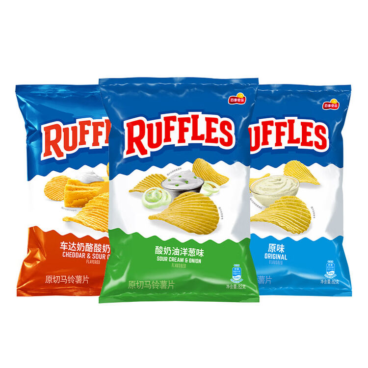 莱芙士（RUFFLES）薯片 82g*3原味+洋葱味+车达奶酪味 （口味随机） 零食大礼包【图片 价格 品牌 评论】-京东