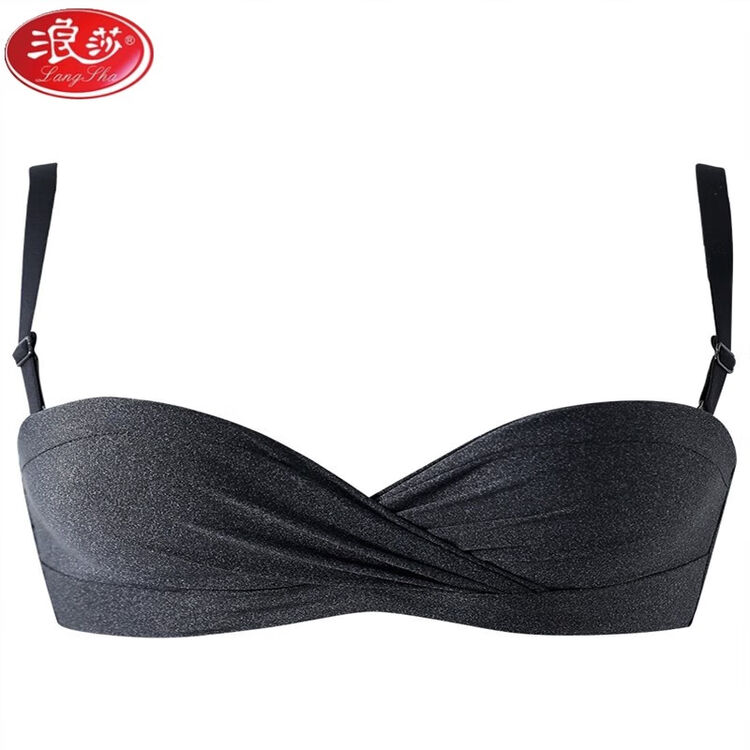 浪莎（LangSha）低胸半杯防滑无肩带内衣女aa罩杯小胸聚拢显大无痕性感夏季文胸罩 黑色单件 32/70AA【图片 价格 品牌 评论】-京东