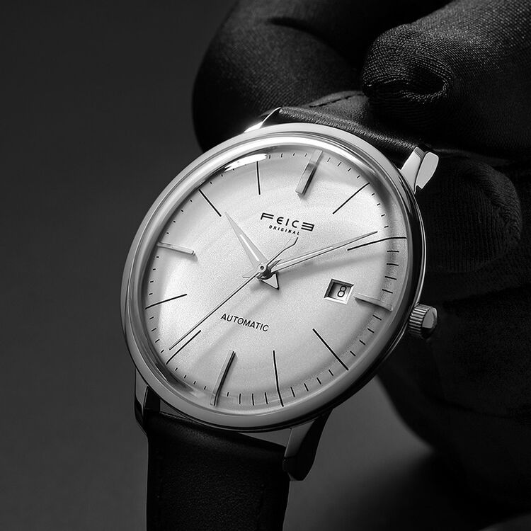 飞克（FEIKE）Dream+手表男超薄机械表时尚潮流简约防水钢带男表生日礼物送男友 银壳白面黑带【图片 价格 品牌 评论】-京东