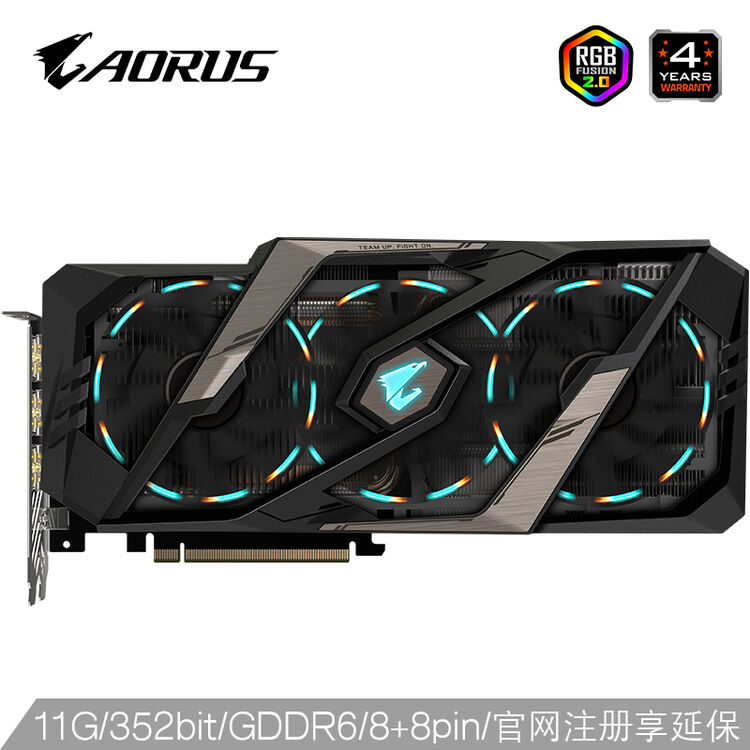 技嘉(GIGABYTE)AORUS GeForce RTX 2080Ti XTREME 旗舰大雕 1770 14140 352bit ...