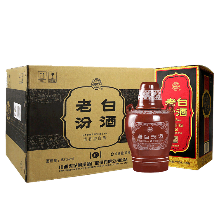 汾酒 杏花村酒 53度 老白汾酒10 475ml*6瓶 清香型白酒 整箱【图片 价格 品牌 评论】-京东