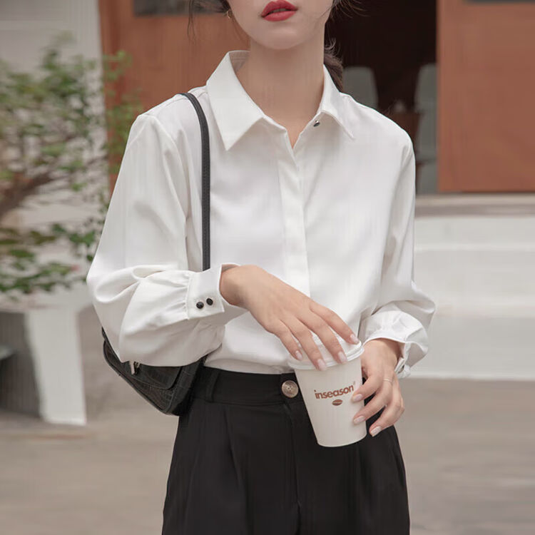 初申长袖衬衫女职业正装学生面试气质休闲通勤白衬衣上衣S12KC2875【图片 价格 品牌 评论】-京东