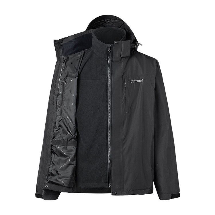 MARMOT/土拨鼠 男女款秋冬保暖三合一抓绒内胆夹克冲锋衣 41490/R45490 V41490/001(曜石黑)/男款 S(欧码)【图片 价格 品牌 评论】-京东