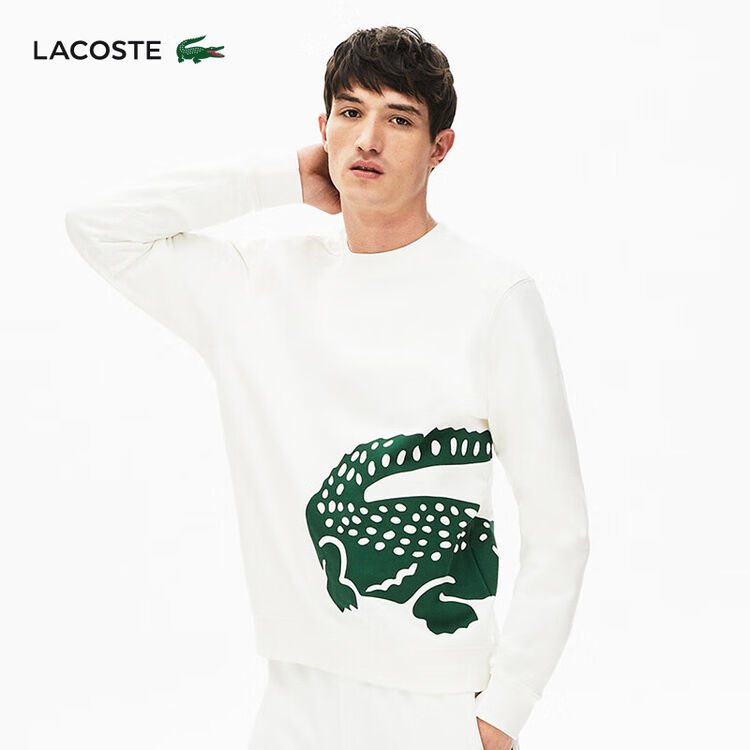 奥【商场同款】LACOSTE法国鳄鱼男装秋冬时尚潮流印花休闲运动长袖卫衣男SH5177 70V/白色 04/M【图片 价格 品牌 评论】-京东