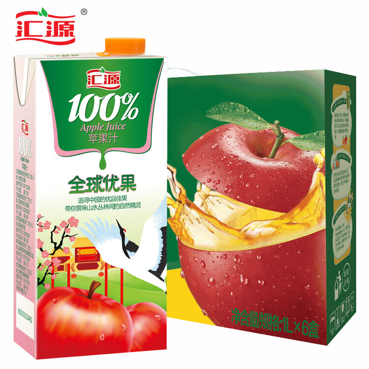 汇源果汁 100%苹果汁 果汁饮料1L*6盒 整箱【图片 价格 品牌 评论】-京东