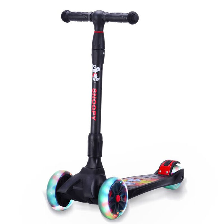 史努比SNOOPY 滑板车儿童2-12岁闪光可折叠升降四轮滑滑车 黑色ET702【图片 价格 品牌 评论】-京东