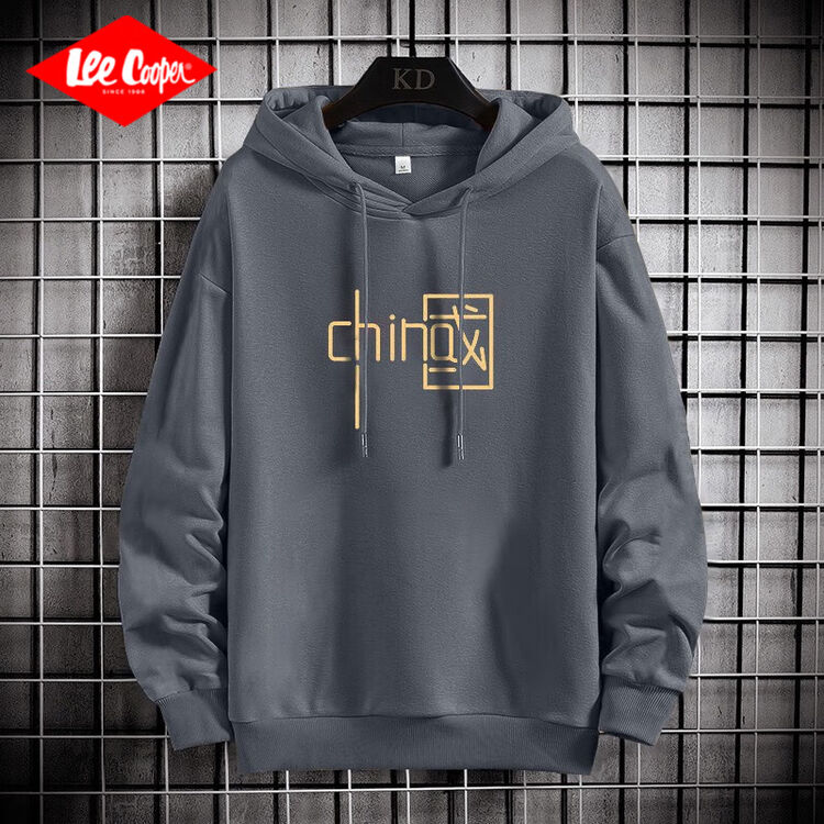 Lee Cooper 男士卫衣春秋季新款男装印花连帽卫衣男中国风上衣打底长袖 18808 铁灰金 XL【图片 价格 品牌 评论】-京东