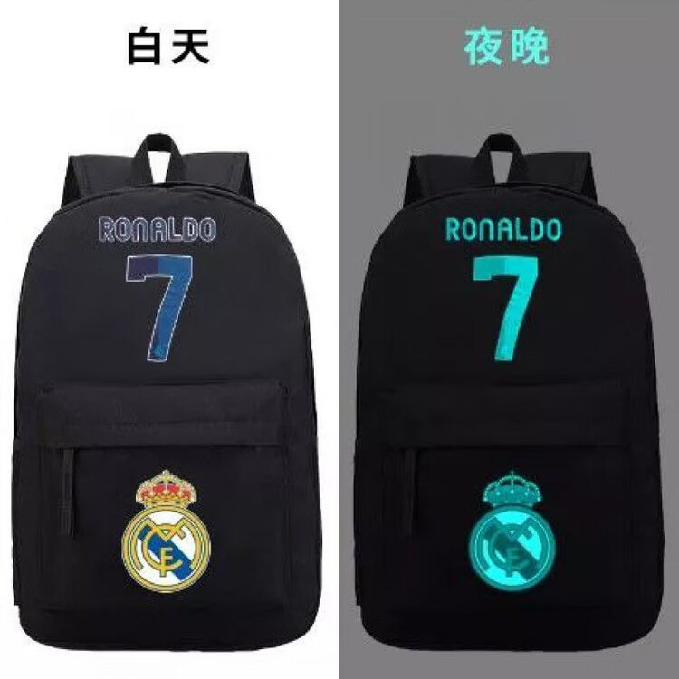 RDRT足球球星周边夜光双肩包梅西C罗背包欧冠赛场书包男生女生学生 C罗黑色书包【图片 价格 品牌 评论】-京东