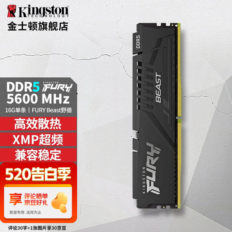 金士顿（Kingston） DDR5台式机内存条 第五代内存 FURY Beast野兽系列 骇客神条 5600 16G【图片 价格 品牌 评论】-京东