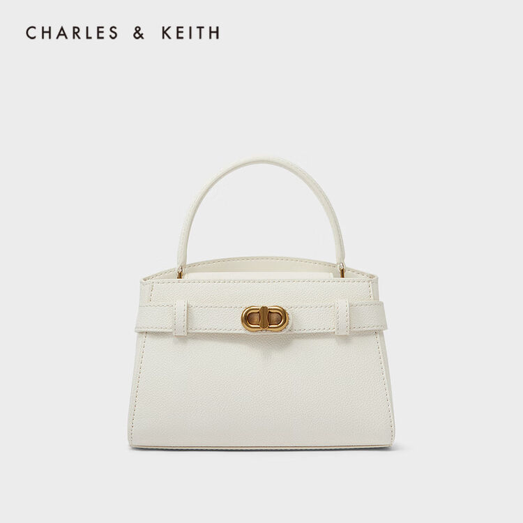 CHARLES&KEITH早春新品CK2-50270880女士金属扣带饰手提单肩包 Cream奶白色 S【图片 价格 品牌 评论】-京东
