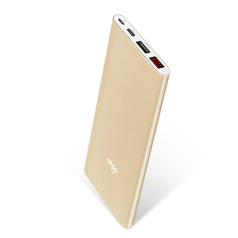 爱国者（aigo）10000毫安充电宝\移动电源N1 屏显 聚合物电芯 支持Type-c与Micro USB双输入金色【图片 价格 品牌 报价】-京东